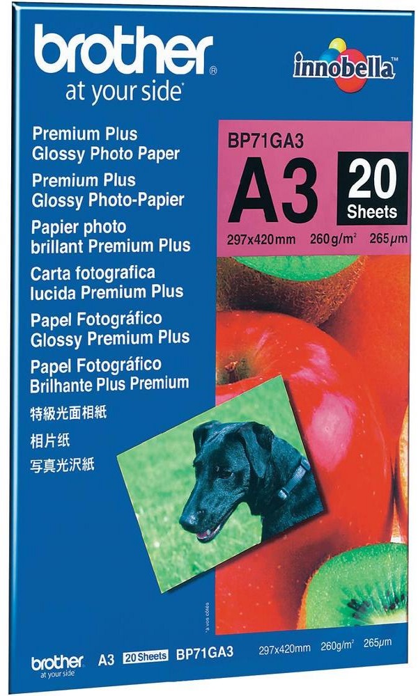 BROTHER fotopapír BP71GA3/ A3/ Premium Glossy/ 260g/ 20 listů | Patro.cz