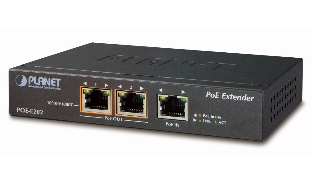 Planet PoE/LAN extender, 1xPoE-in, 2xPoE-out 25W, 802.3at/af, Gigabit ...