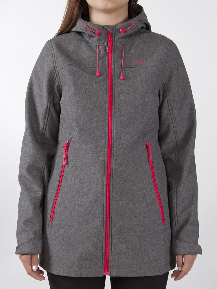 Loap LIVIA dámská softshellová bunda šedá | růžová, M | Patro.cz