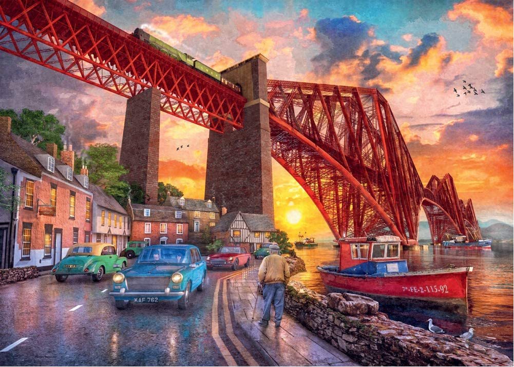 RAVENSBURGER Puzzle Forth Bridge při západu slunce, Skotsko 1000 dílků | Internetová nákupní galerie