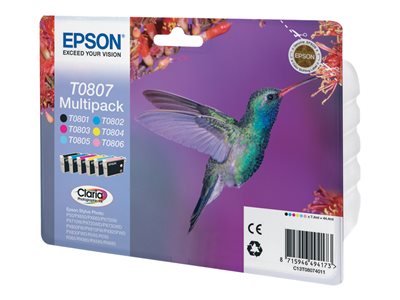 Epson T0807 Multipack - Černá, žlutá, azurová, purpurová, světlá ...