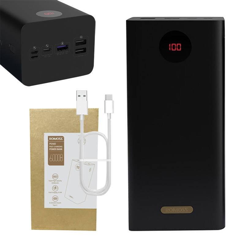 Powerbanka Romoss PEA60 60000mAh, QC + PD, 22,5W černá | Patro.cz